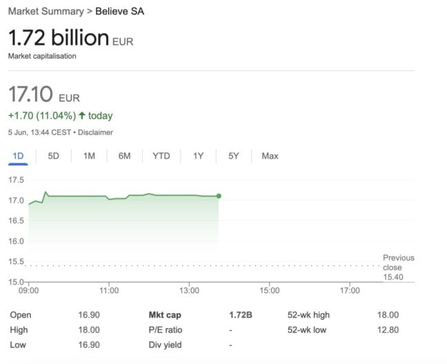 Believe now valued at close to $2bn, as Denis Ladegaillerie consortium ...