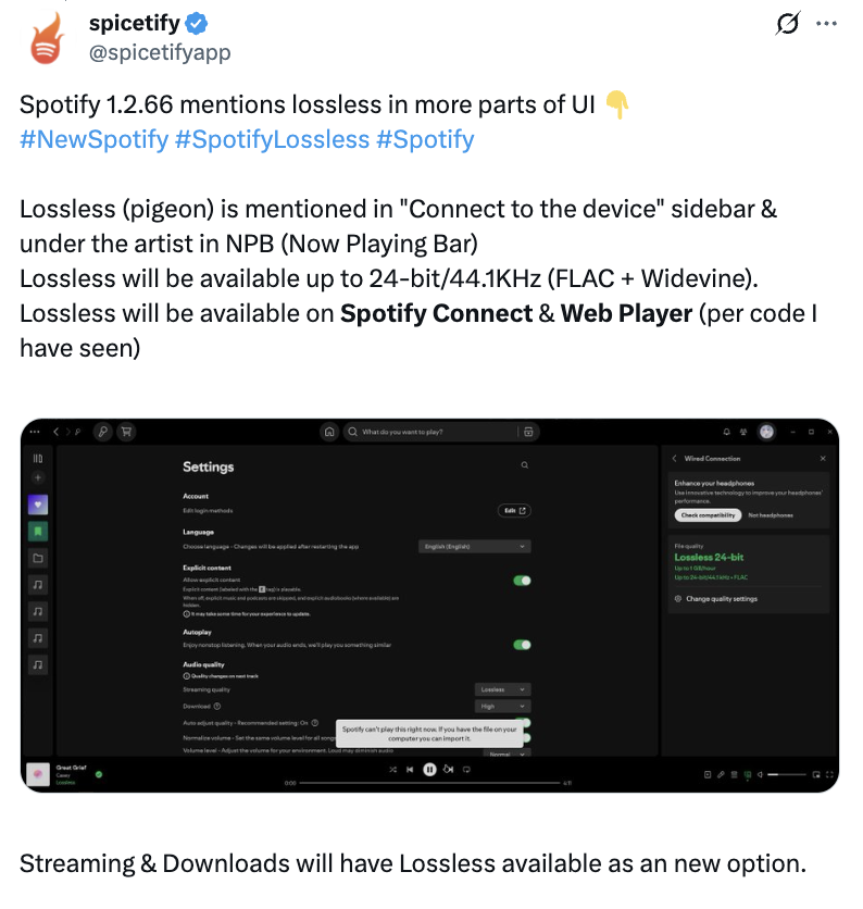 Spotify edges closer to long-awaited lossless audio launch (report ...